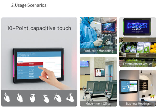 Meeting Room Booking Display System Android Tablet POE, WIFI, Wall and ...